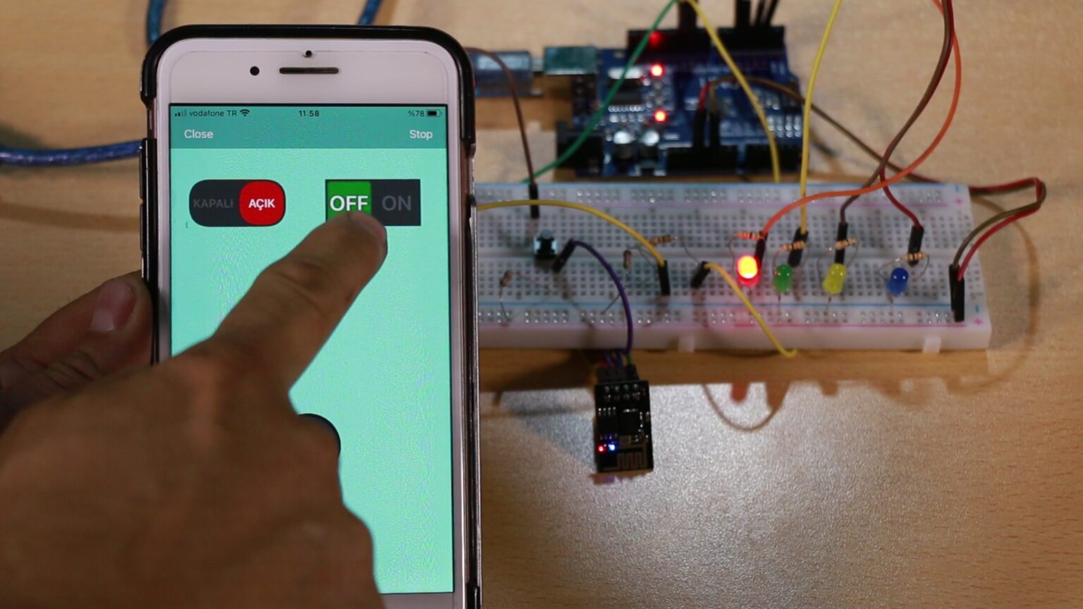Arduino Esp8266 Wifi üzerinden Cep Telefonu Ile Kontrol Arduino